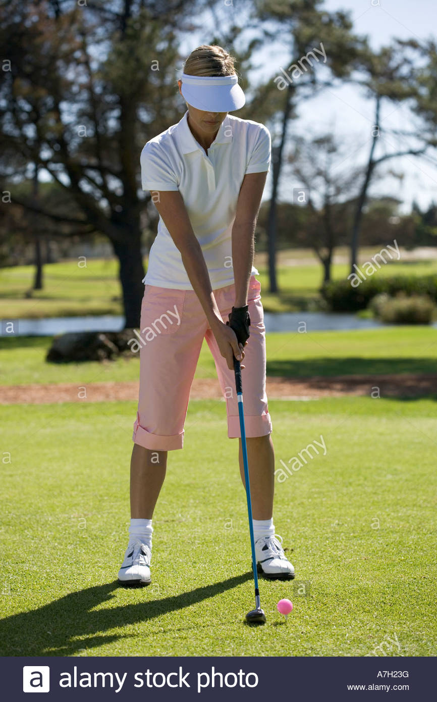Female Golfer Driving Golf Ball Stock Photos & Female Golfer Driving ...