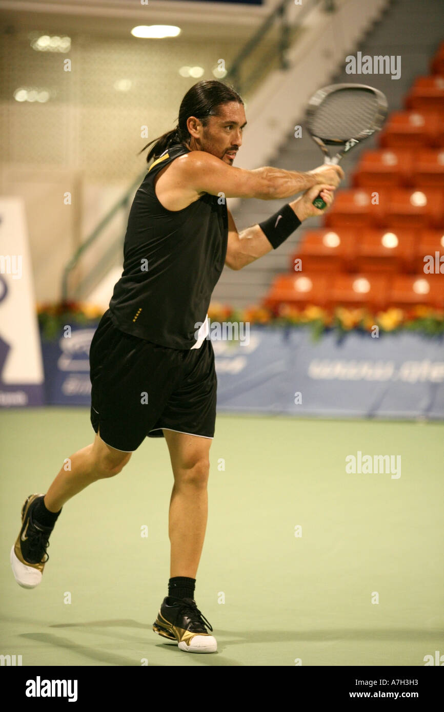 Marcelo Rios in action in Doha his winning comeback tournament after ...