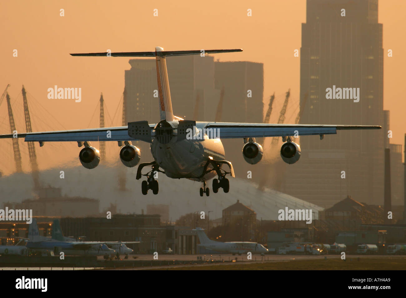 Air France CityJet British Aerospace BAe 146 200 landing at London City ...
