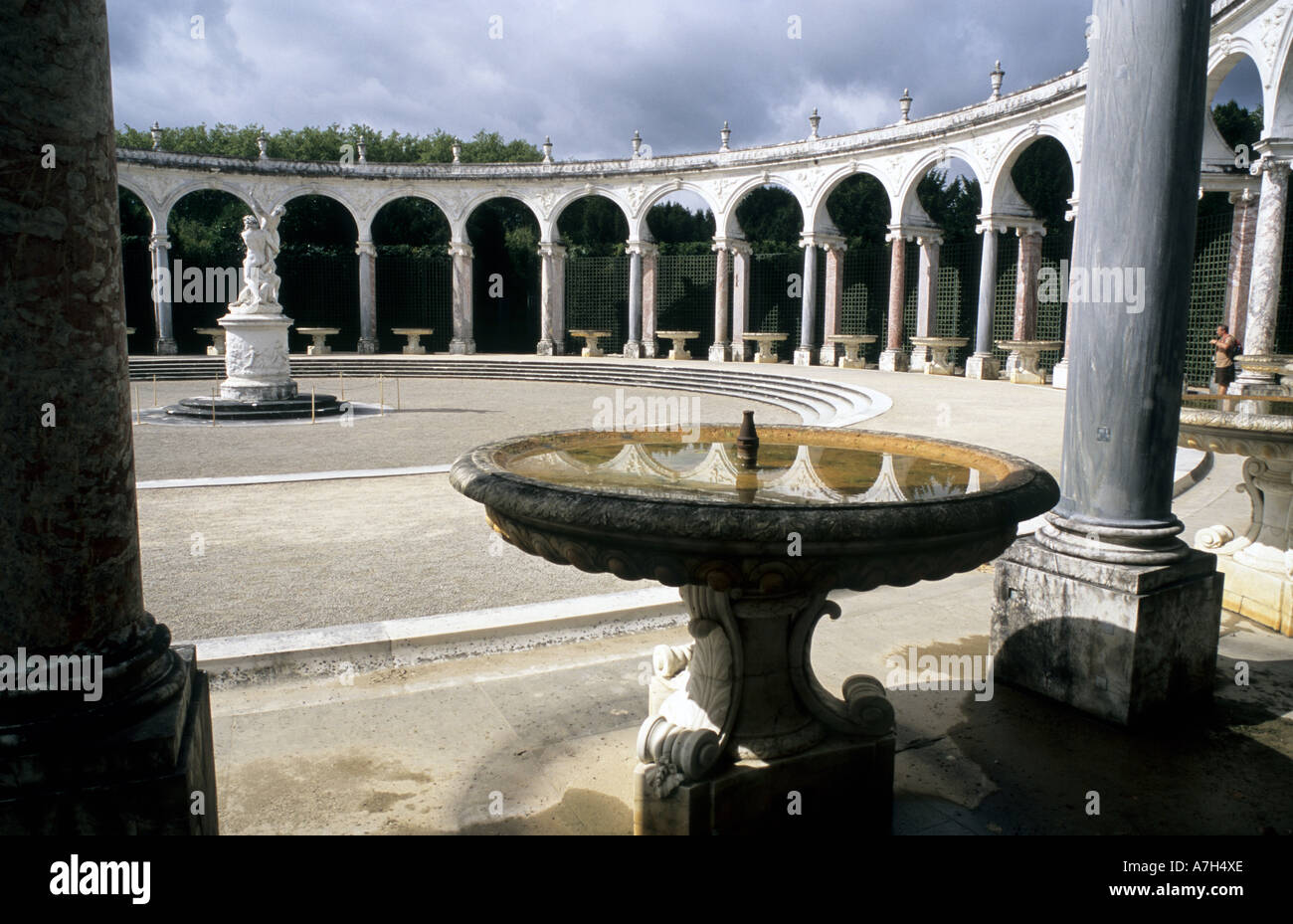 Versailles, little fountain and round courtyard Stock Photo - Alamy