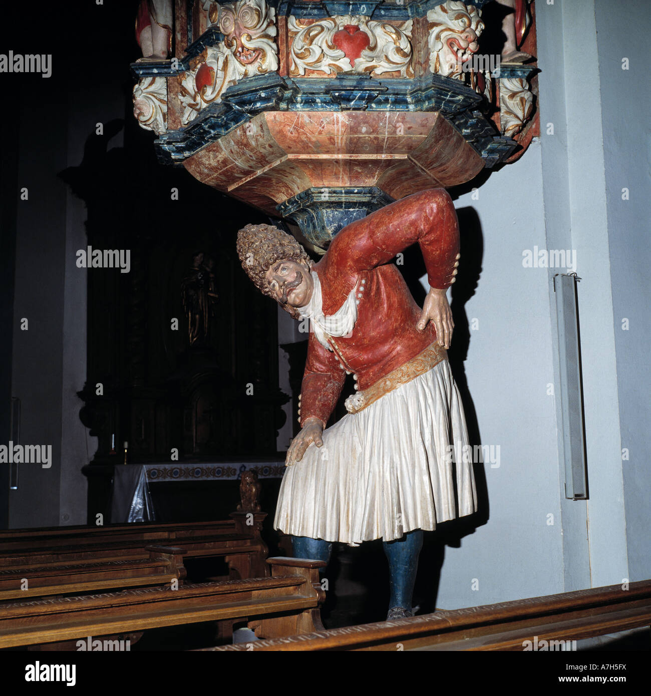 barocke Kanzel mit Kanzeltraeger in der Dorfkirche St. Pankratius in ... barocke Kanzel mit Kanzeltraeger in der Dorfkirche St. Pankratius in ...