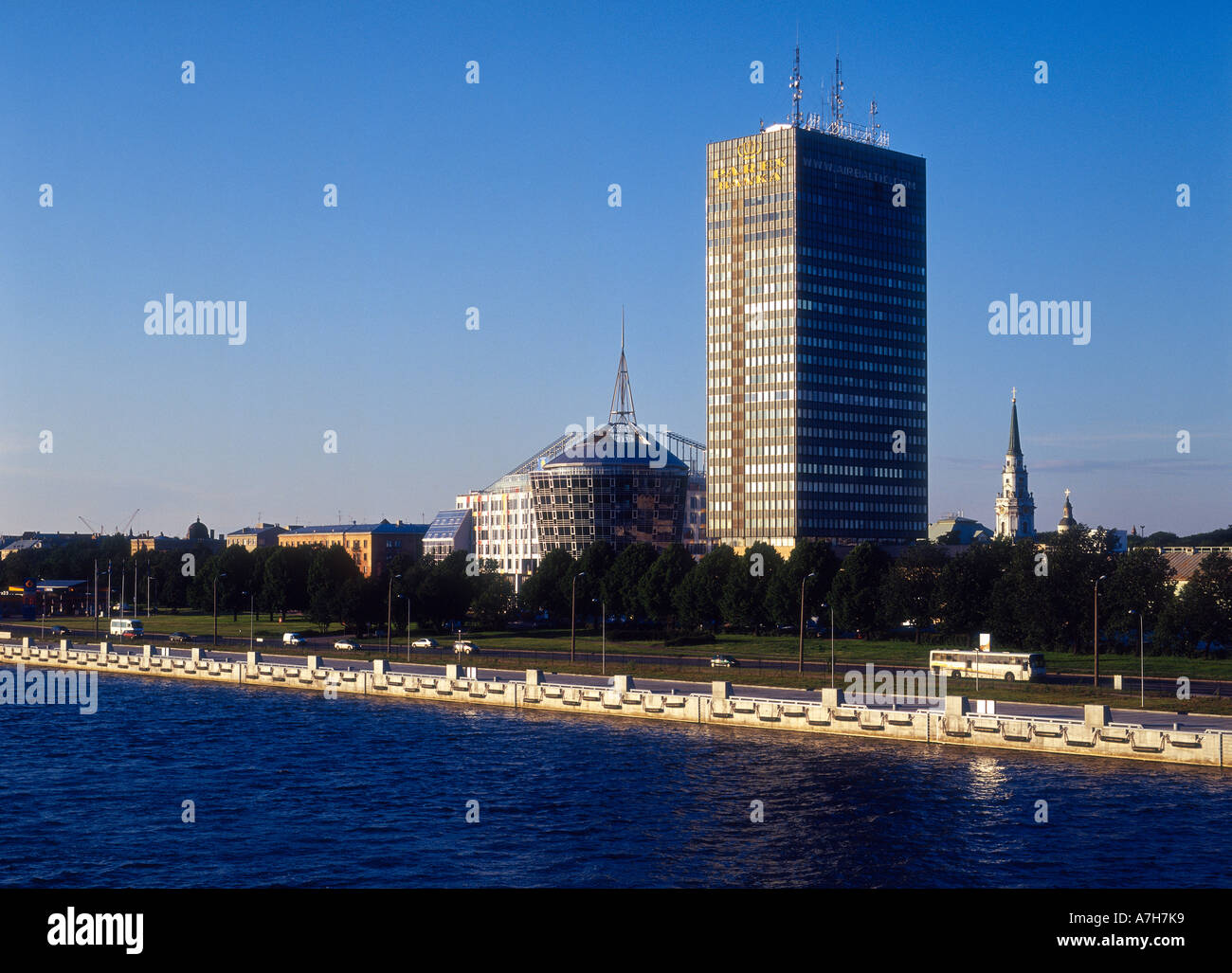 Modern business buildings river daugava hi-res stock photography and ...