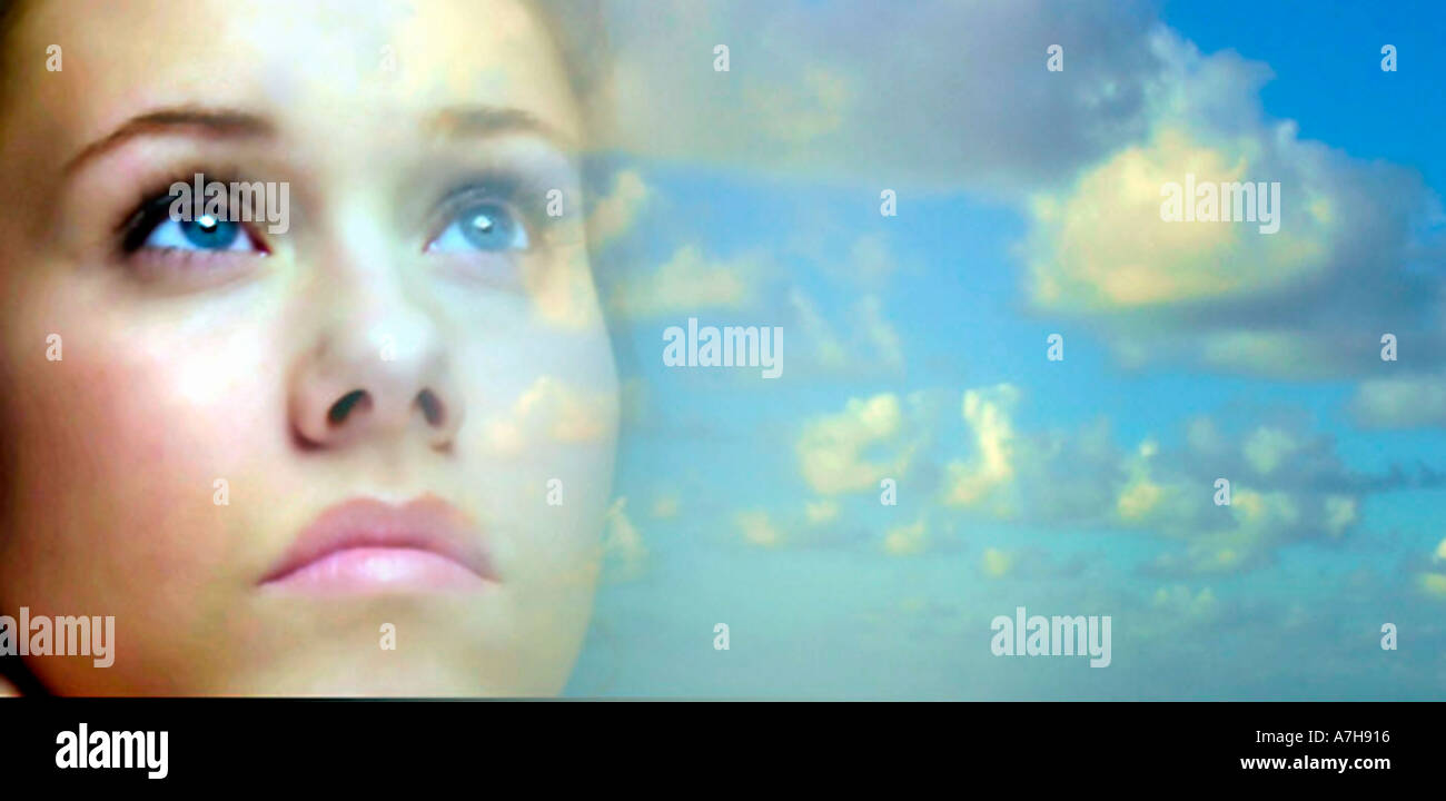 Pretty Girl Inspirational Expression Digital Art Stock Photo - Alamy