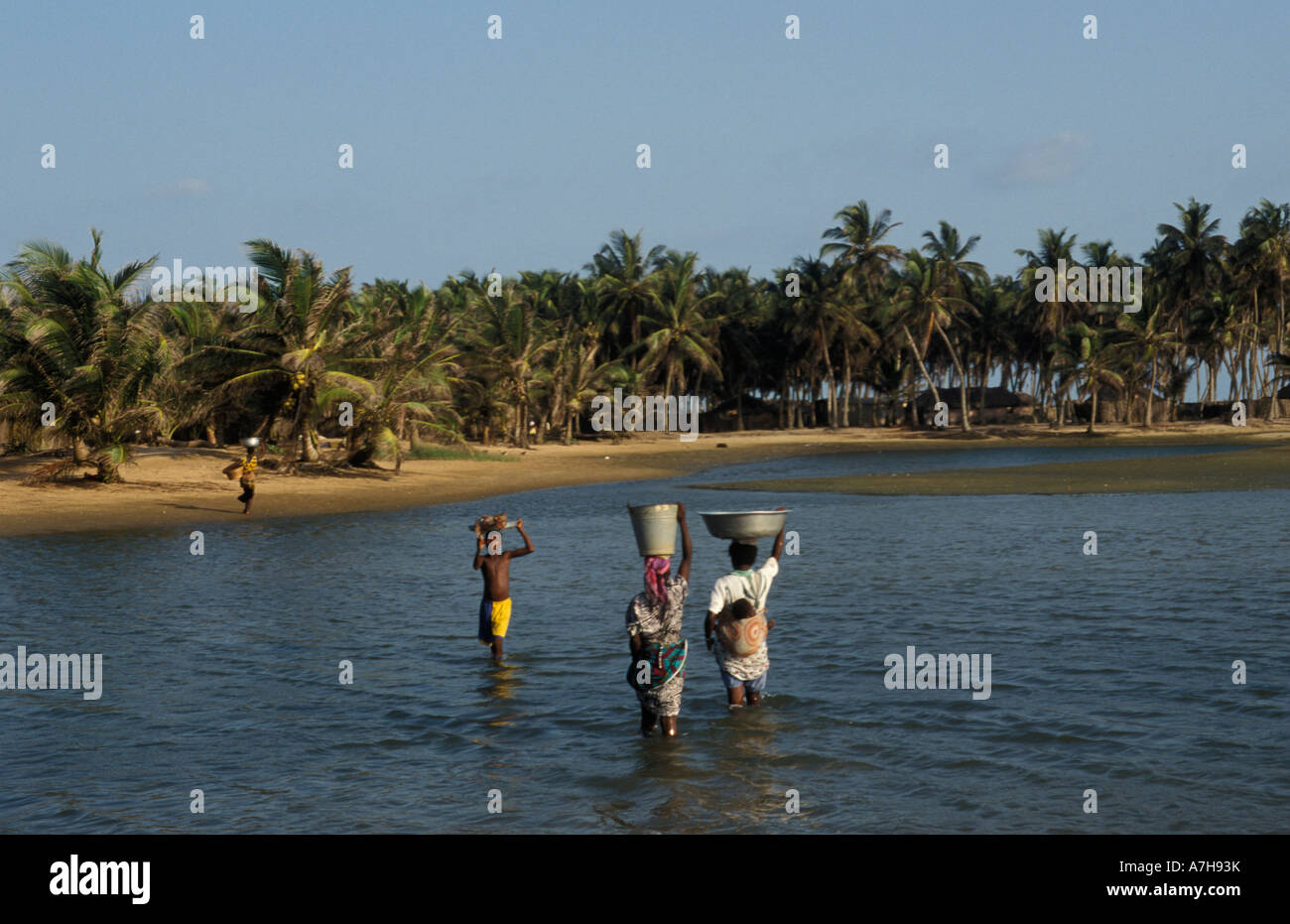 Mouth of the Volta river, Volta estuary, Ada Foah, Ghana Stock Photo ...