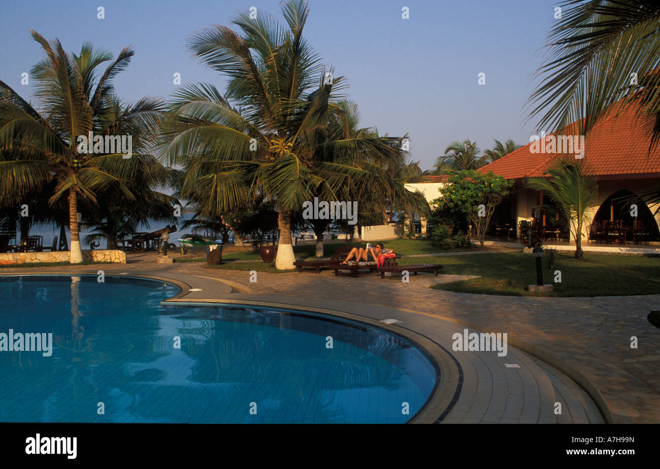 Manet Paradise Holiday Resort at the Volta river, Ada Foah, Ghana Stock ...