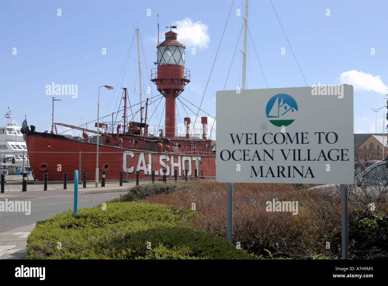 Calshot Spit lightship at Ocean Village Marina Southampton Stock Photo ...
