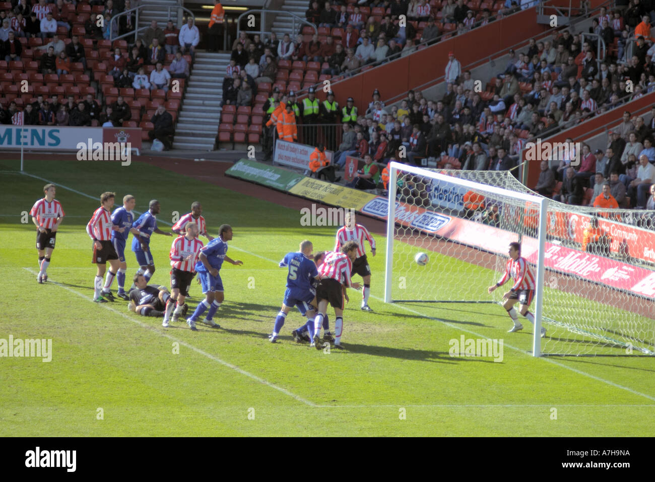 Goal mouth action during a soccer game hi-res stock photography and ...