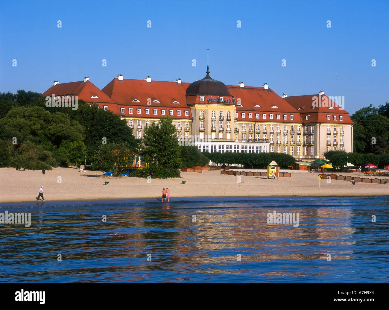 Sopot, Grand Hotel, Sopot Beach Stock Photo - Alamy