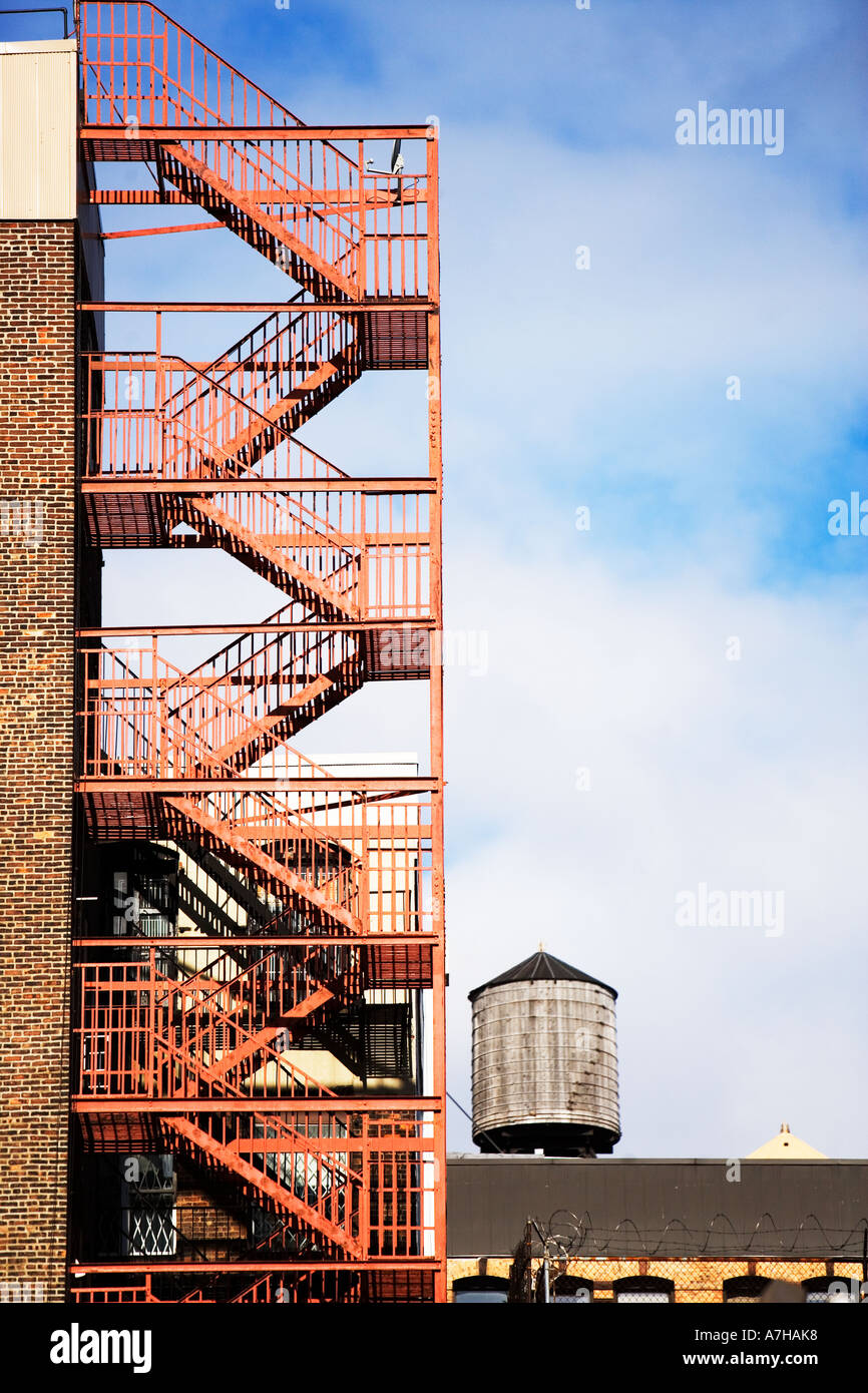 FIRE ESCAPE, WATER TANK Stock Photo - Alamy