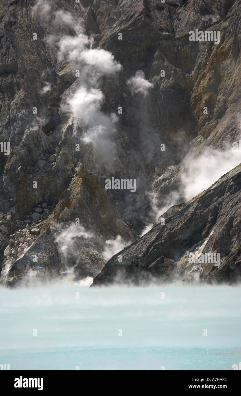 A vertical view of an active volcano located on White Island just off ...