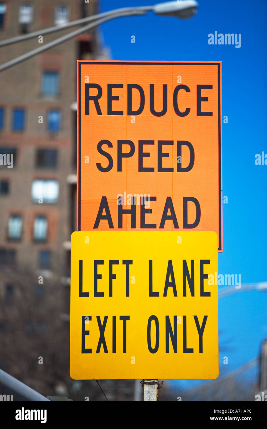 REDUCE SPEED AHEAD SIGN Stock Photo - Alamy