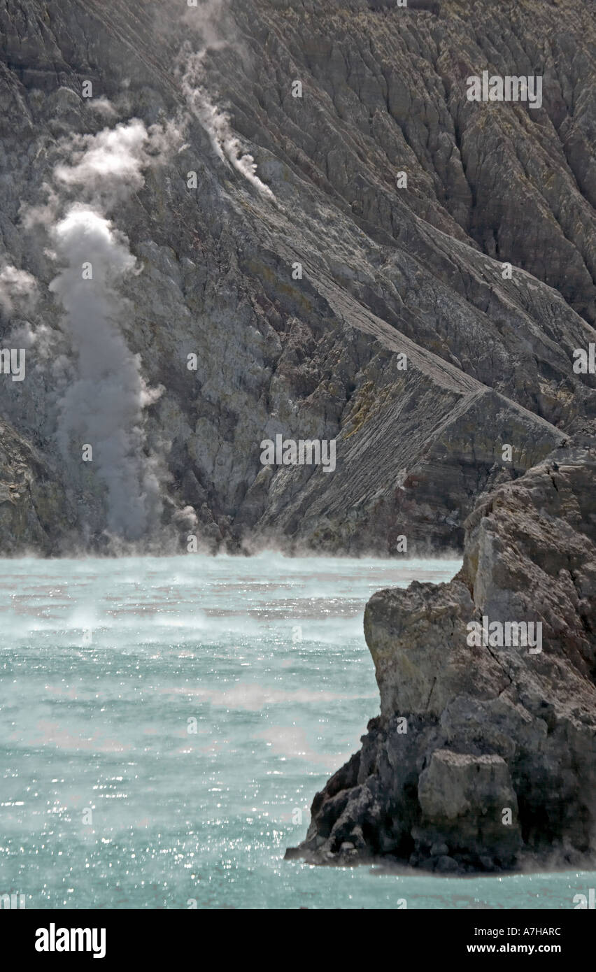 A vertical view of an active volcano located on White Island just off ...