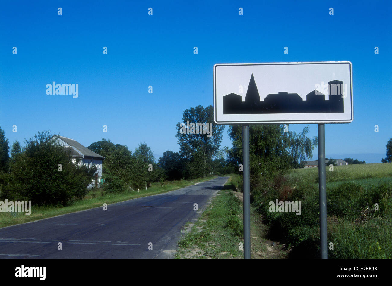 Krakow District, Village Road Sign Stock Photo - Alamy