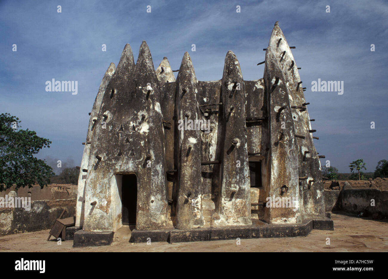 Ancient West-Sudanese style mosque, Nakori outside Wa, Ghana Stock ...