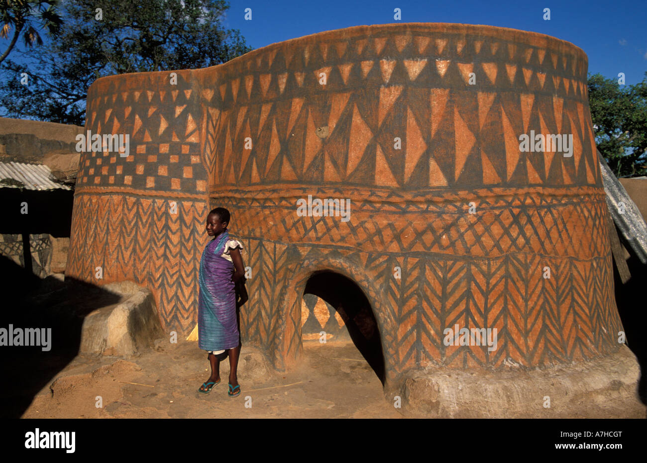 Palace of Paga Pio, the paramount chief of Paga, painted in the ...