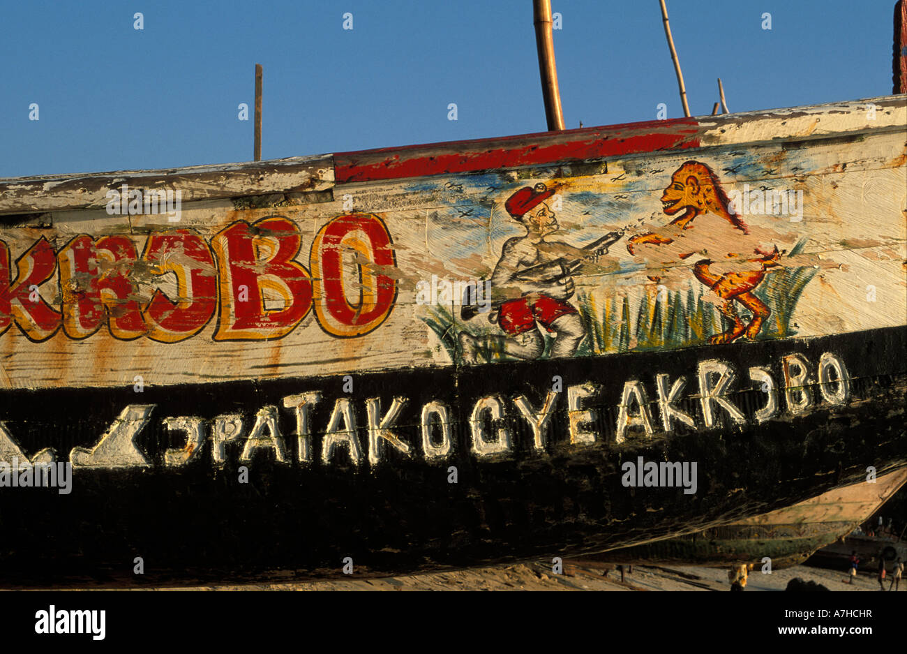detail of a fishing pirogue, Senya Beraku, Ghana Stock Photo - Alamy
