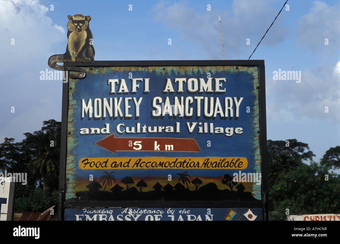 Tafi Atome monkey sanctuary signboard, Volta region, Ghana Stock Photo ...