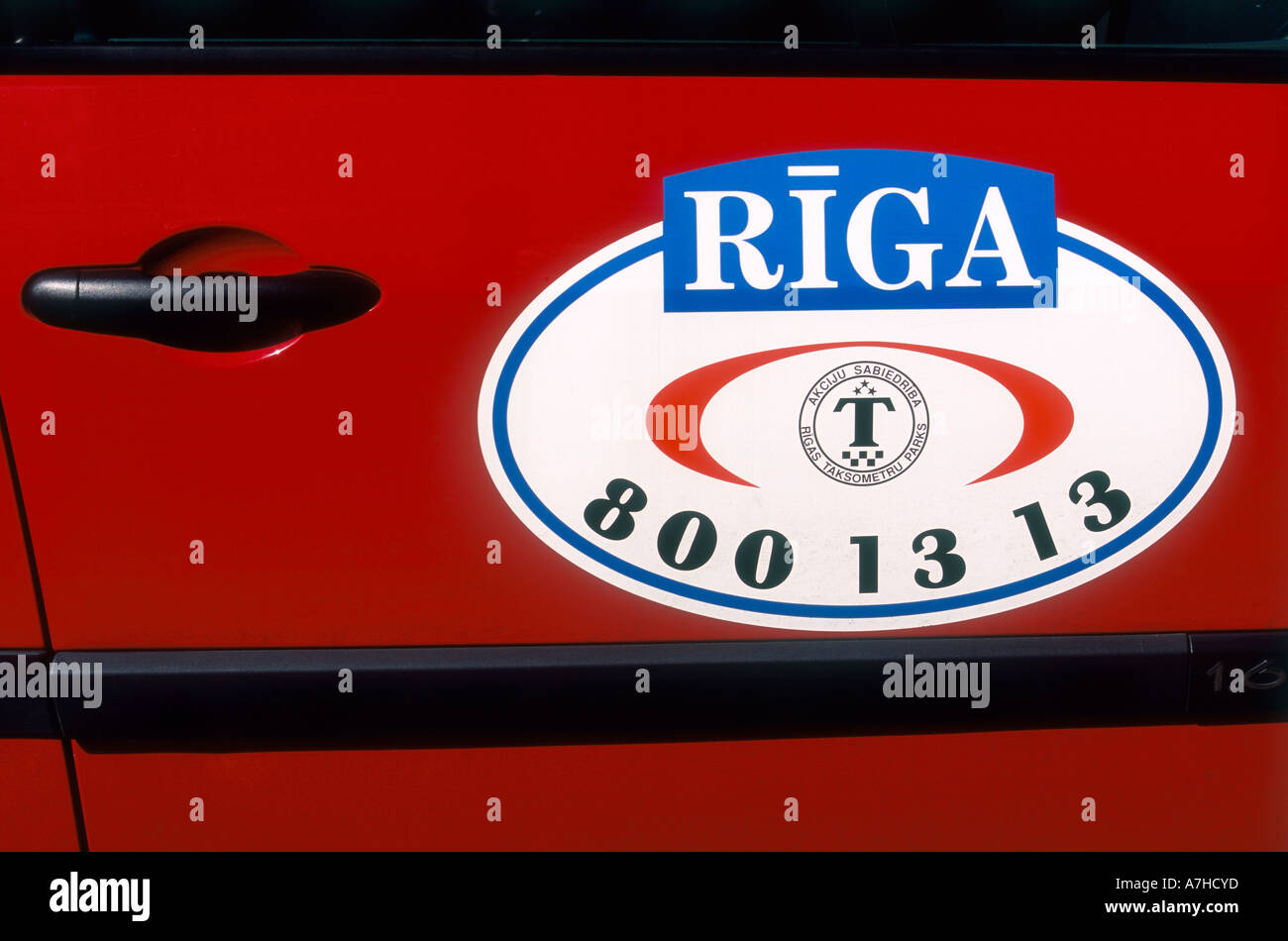 Riga, Taxi Door Stock Photo - Alamy