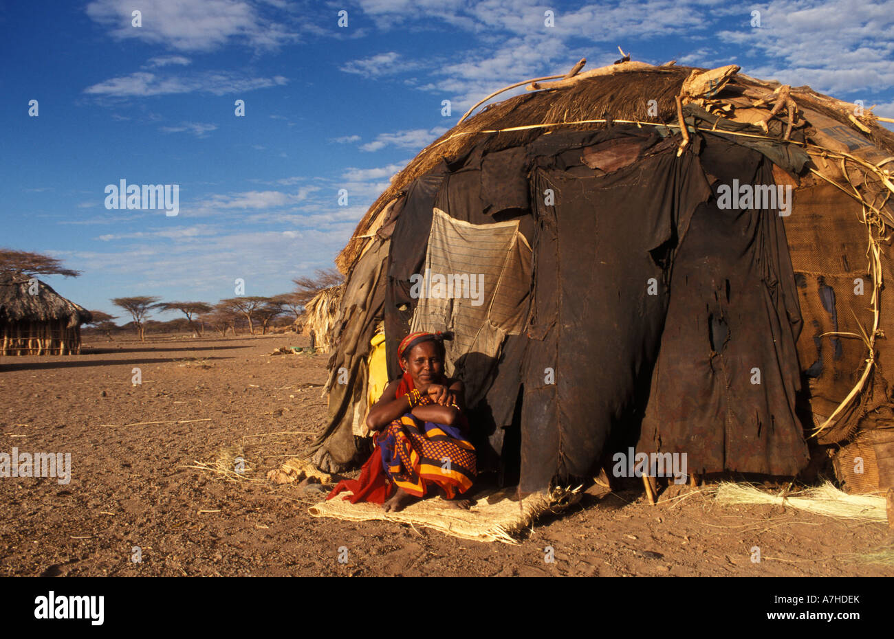 Gabbra woman at her homestead, Kalacha village at the edge of the ...