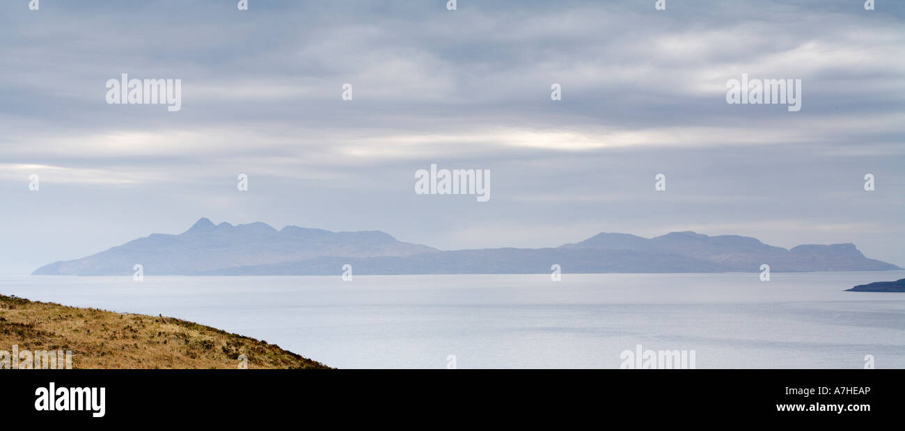 View towards the Isle of Rum one of the Small Isles From Strathaird ...