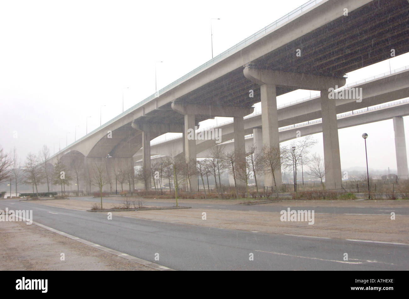 Rochester bridge carrying the M2 motorway over the river Medway in Kent ...