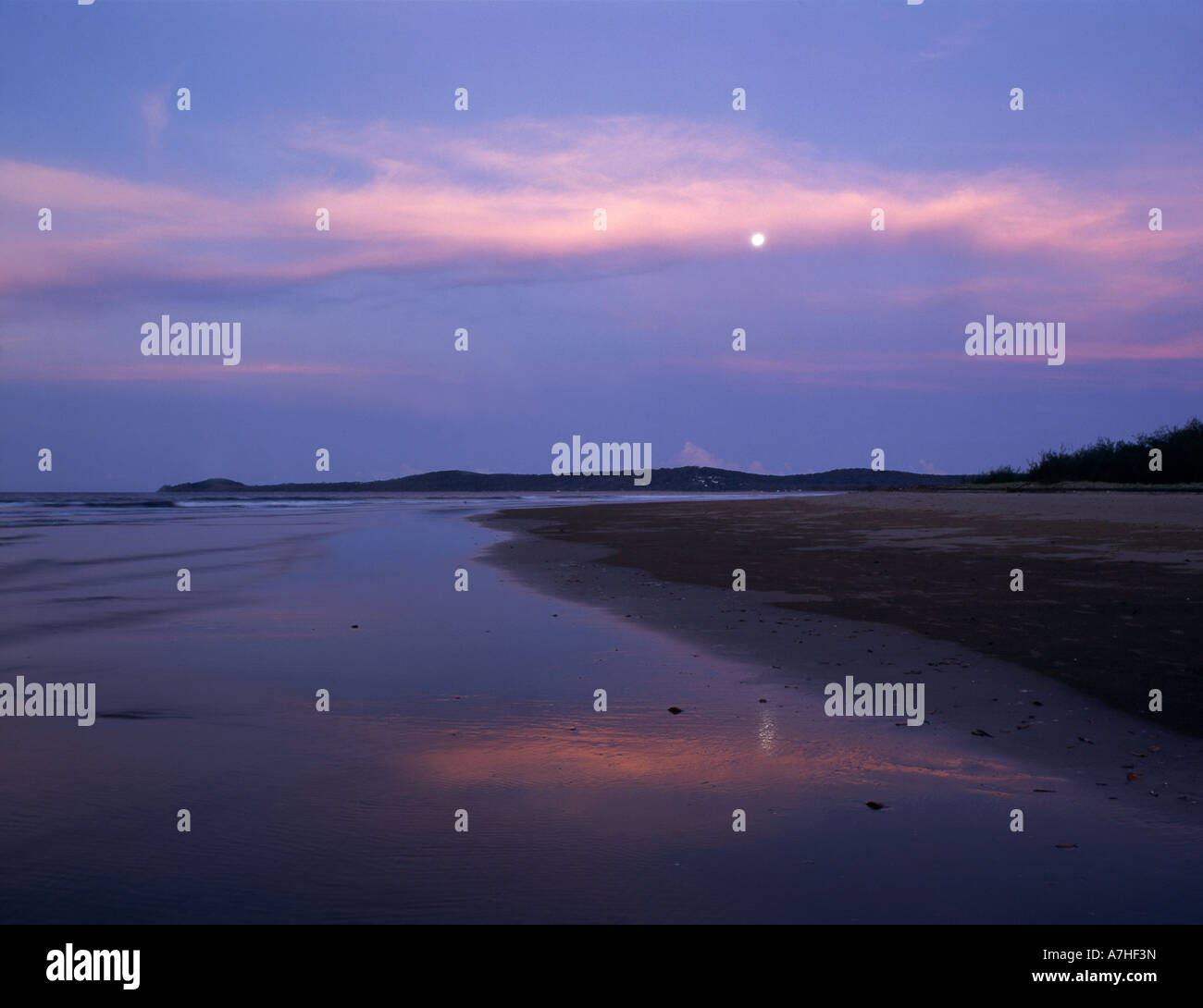 Twilight over a creek estuary, Eurimbula National Park, Seventeen ...