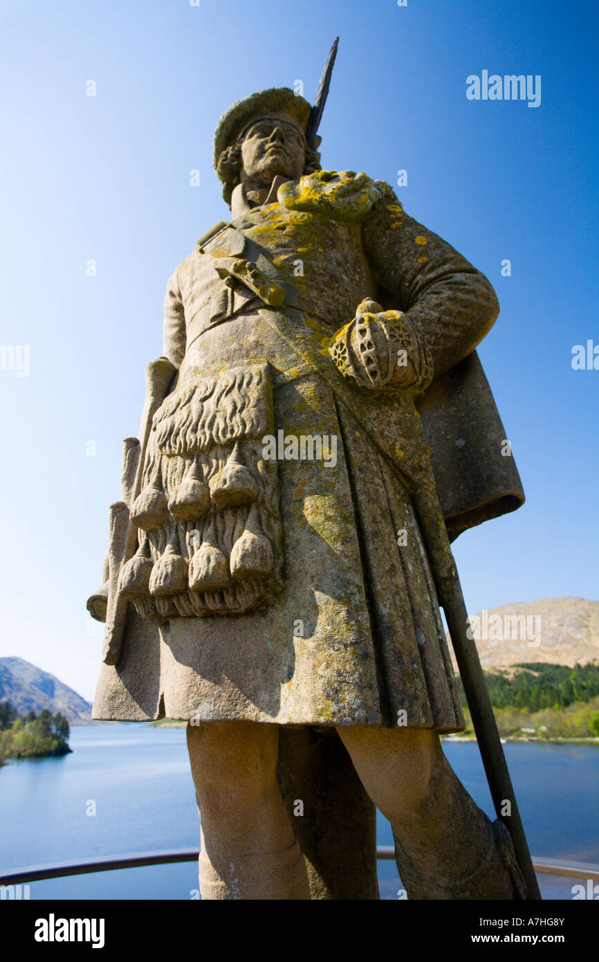 Statue monument of Bonnie Prince Charlie at the head of Loch Shiel ...