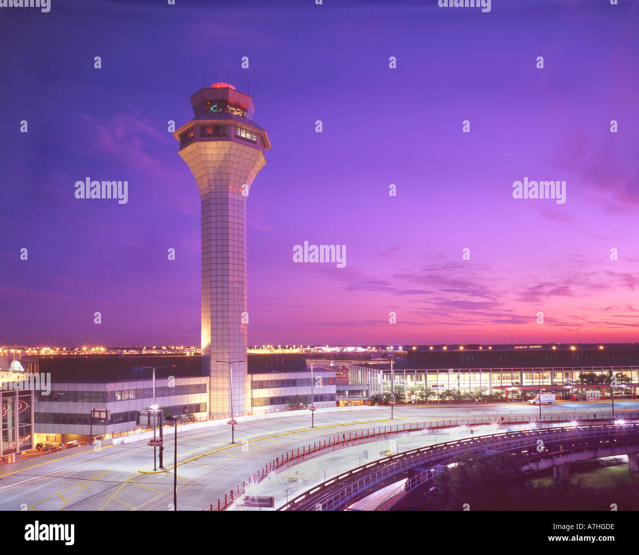 USA, IL, Chicago. Control tower at O'Hare Airport in Chicago Stock ...