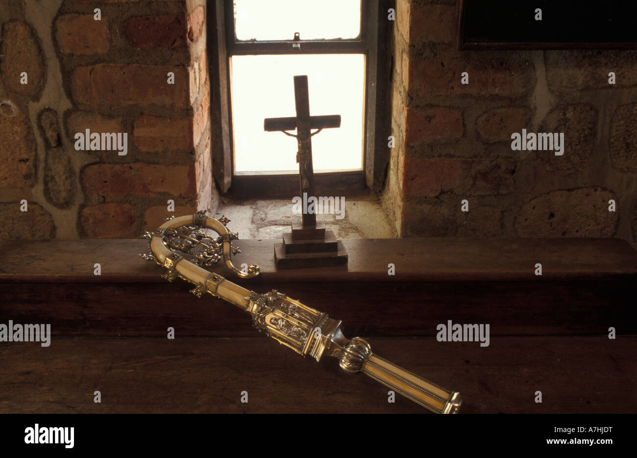 old ivory sceptre, St Peter's Cathedral built in 1905, Likoma Island ...