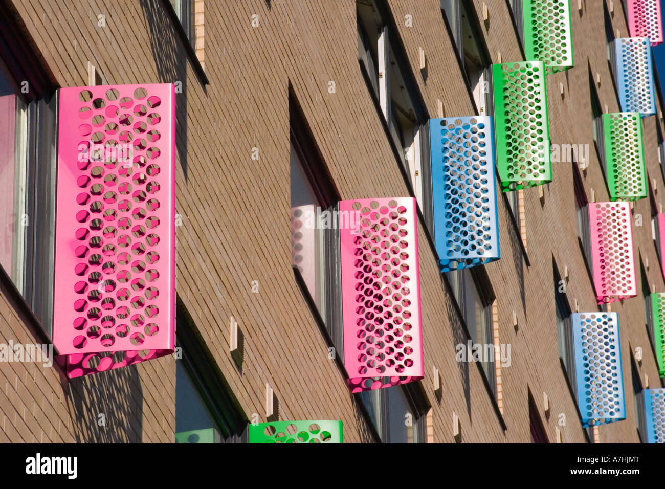 Colourful windows, Opal One, Leeds City Center Stock Photo - Alamy