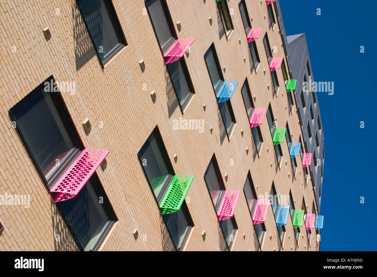 Colourful windows, Opal One, Leeds City Center Stock Photo - Alamy