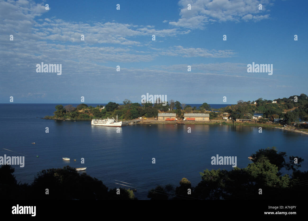 the MV Ilala lake ferry at the jetty, Nkhata Bay, Lake Malawi, Malawi ...