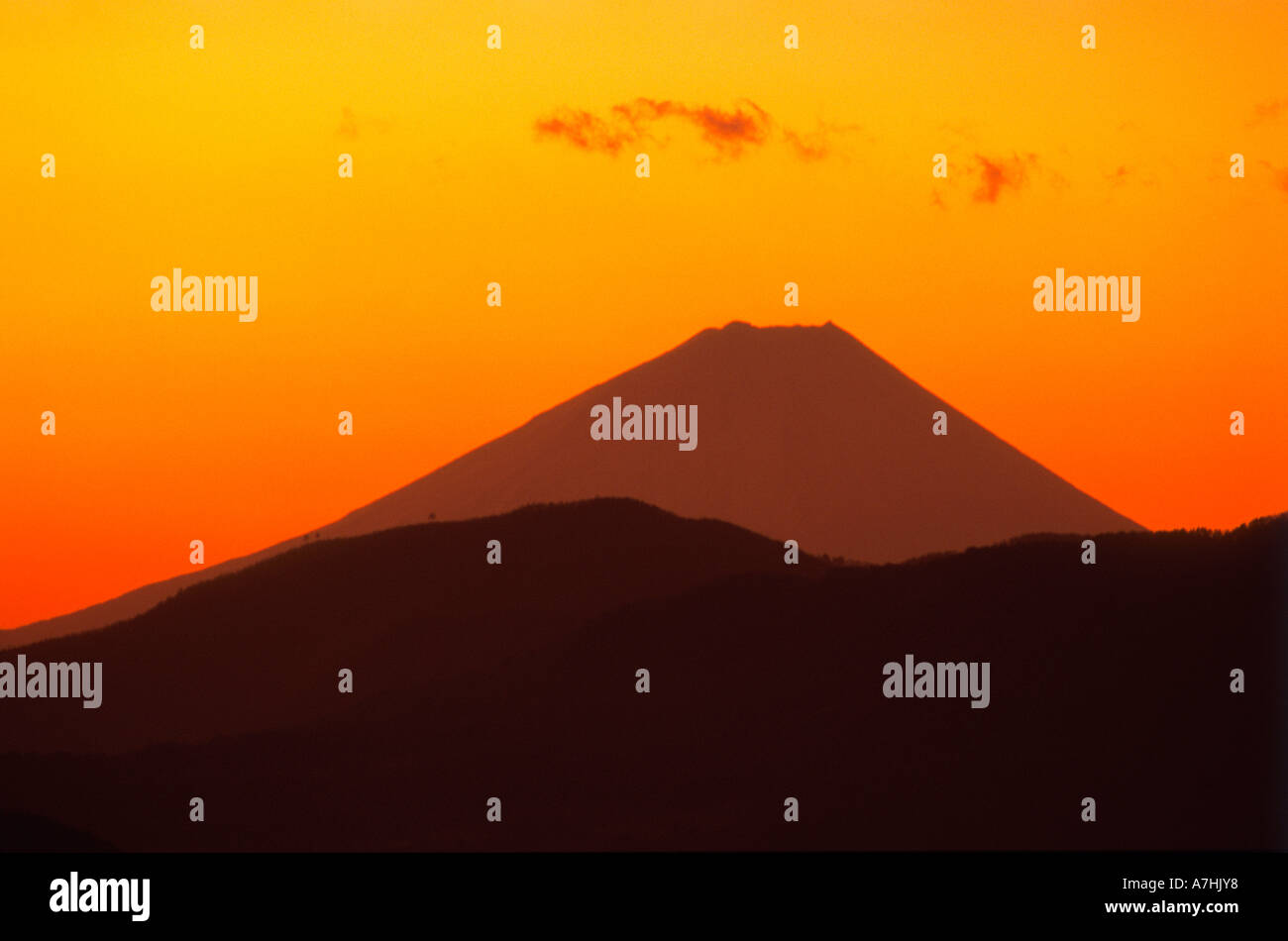 Mount Fuji At Sunset Stock Photo - Alamy