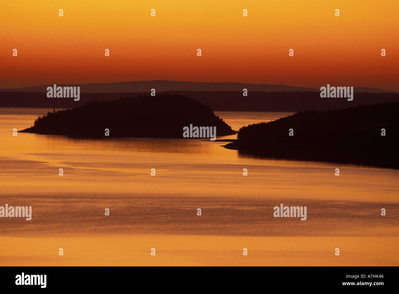 North America, US, ME, Frenchman Bay at sunrise. From Cadillac Mountain ...