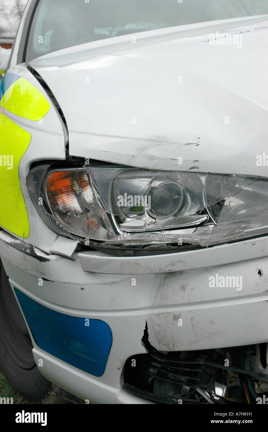 Accident damage to a police motor car Stock Photo - Alamy