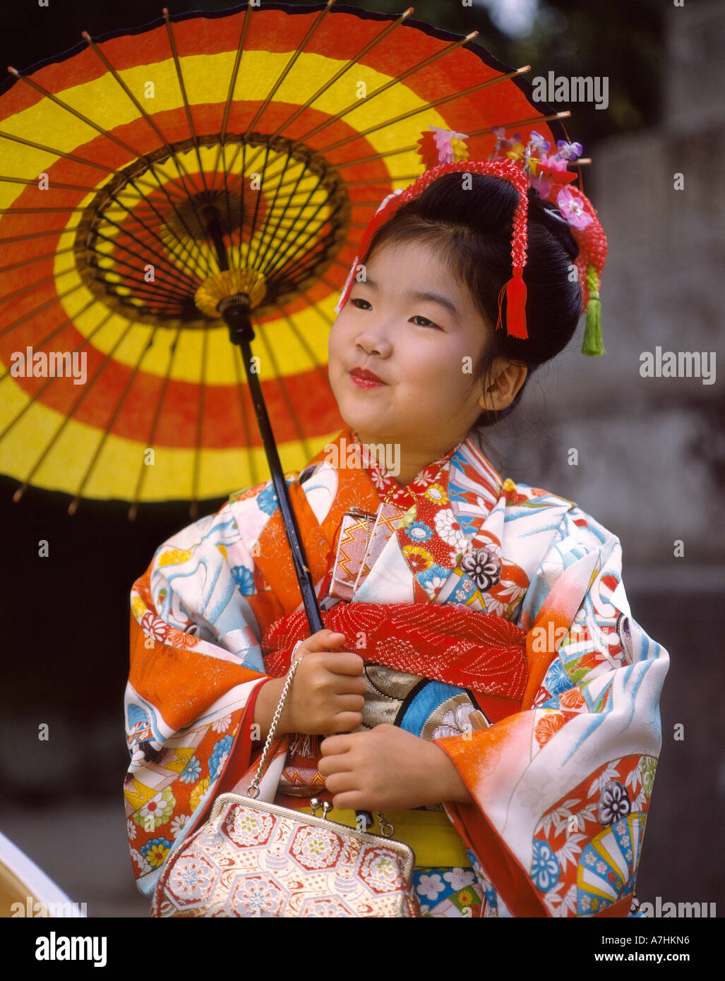 Shichigosan Festival, Young Girl Wearing Kimono Stock Photo - Alamy