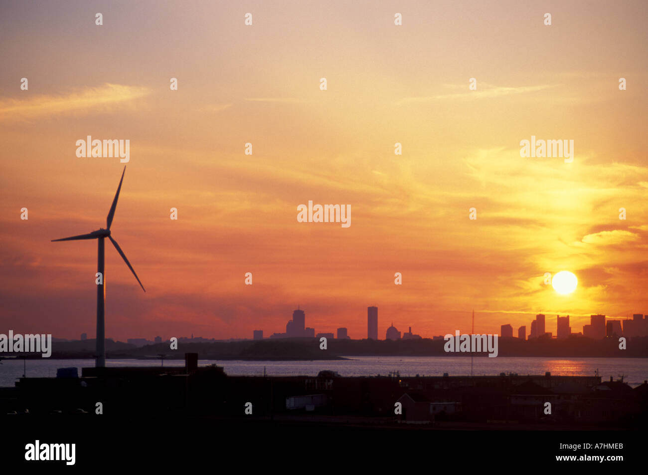 North America, US, MA, Hull, Wind Turbine in Hull, Massachusetts. The ...