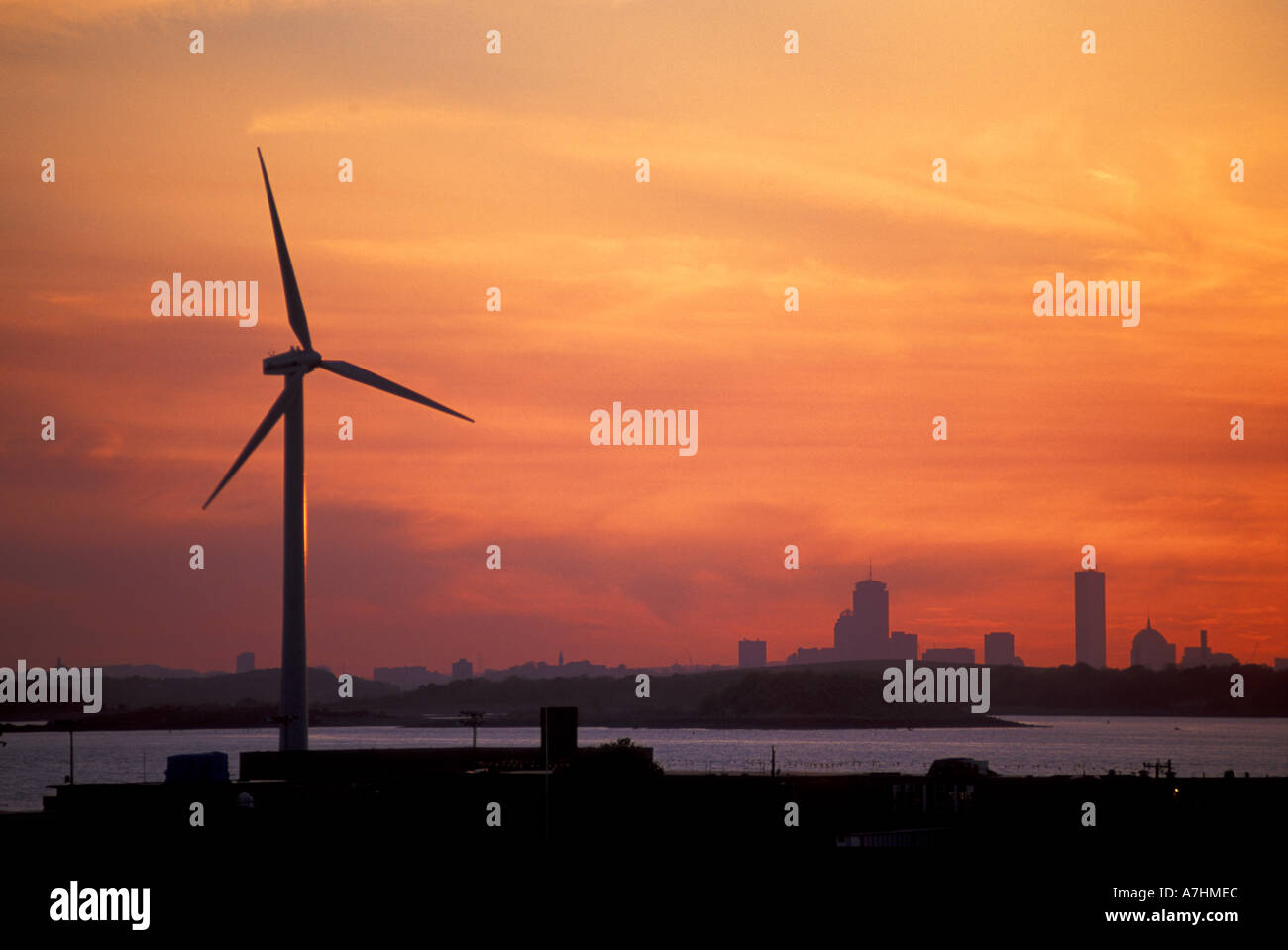 North America, US, MA, Hull, Wind Turbine in Hull, Massachusetts. The ...