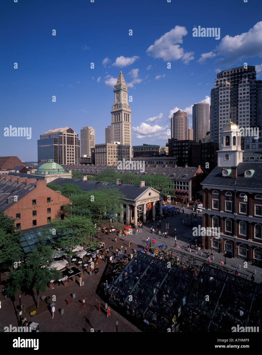 North America, USA, Massachusetts, Boston, overview of Quincy Market ...