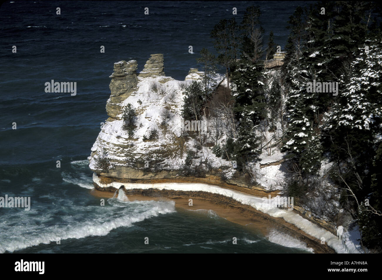 Miner’s Castle in Snow ; Pictured Rocks National Lakeshore Park ...