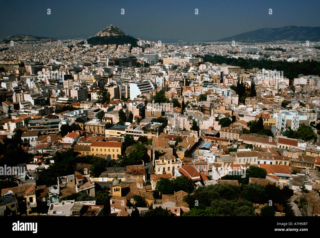 Mount Licavitos, Licabettus Hill, view from the Acropolis, Athens ...