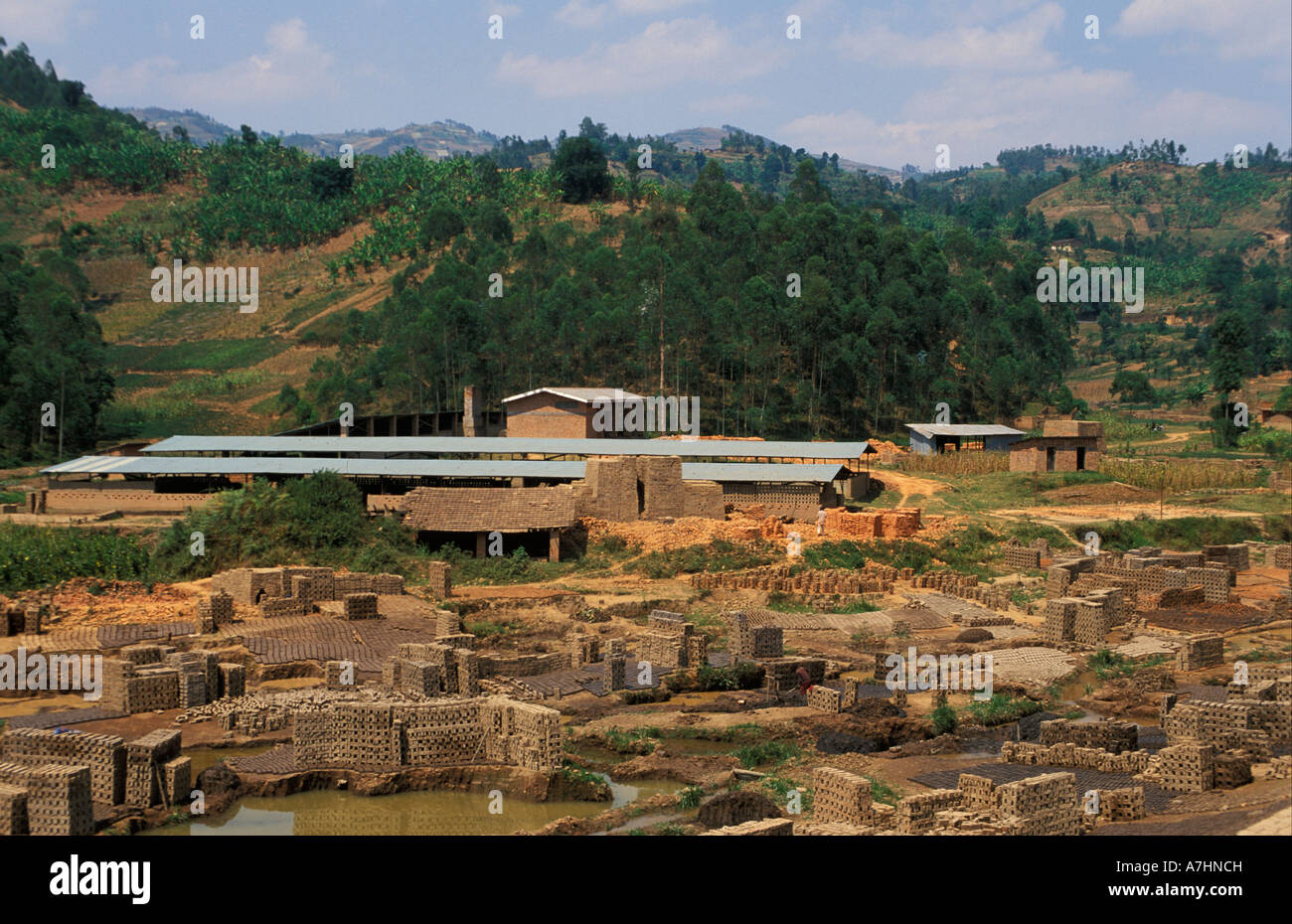 Traditional brick making site, Rwanda Stock Photo - Alamy