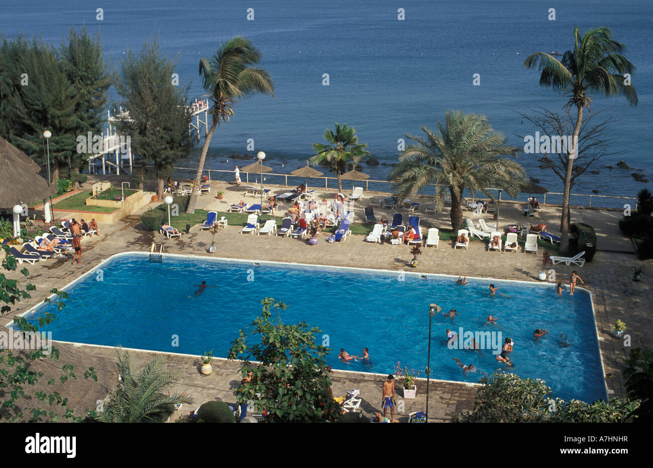 Swimming pool of the Novotel at the Atlantic ocean, Dakar Senegal Stock ...