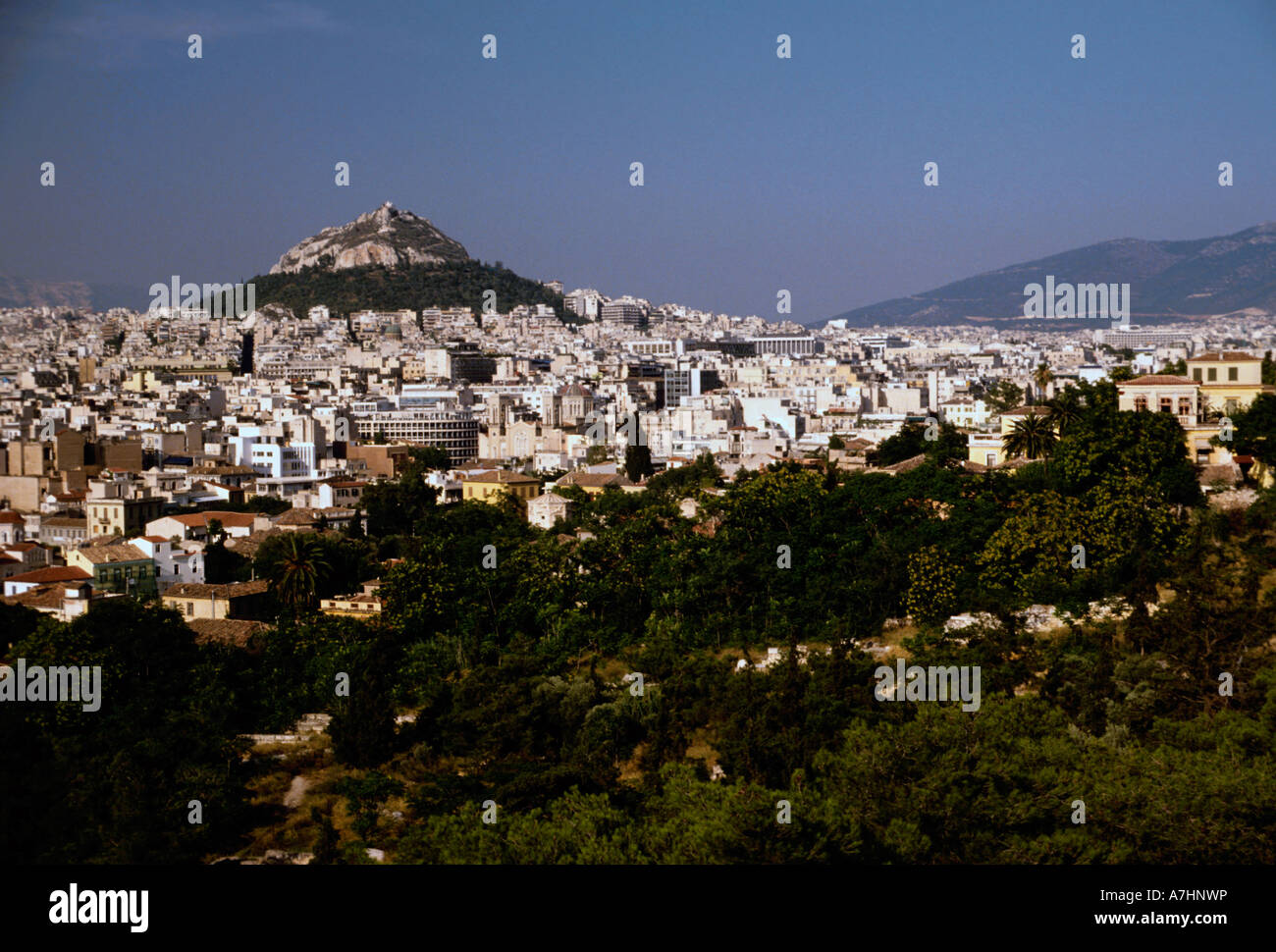 Mount Licavitos, Licabettus Hill, view from the Acropolis, Athens ...