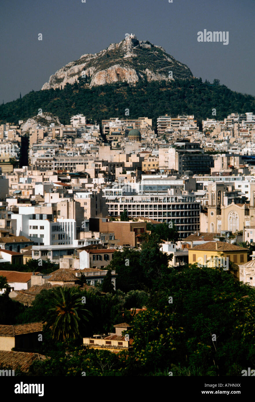 Mount Licavitos, Licabettus Hill, view from the Acropolis, Athens ...