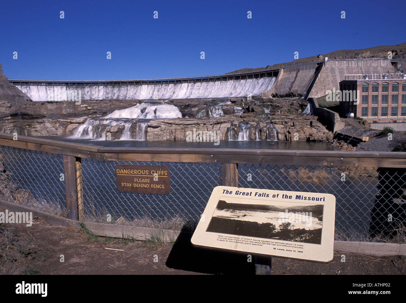 USA, Lewis and Clark Trail, Montana, Great Falls, Missouri River, tamed ...
