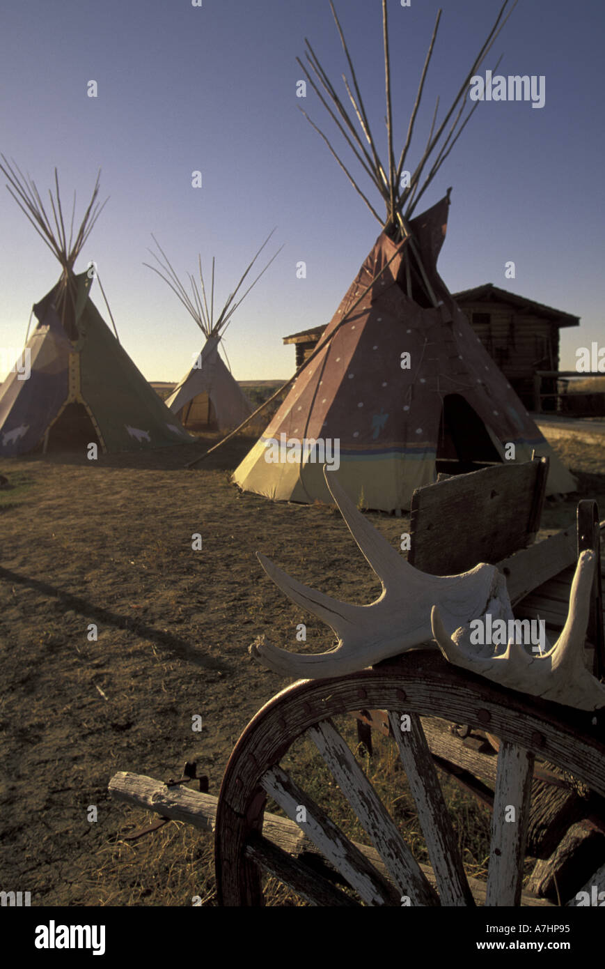 NA, USA, Montana, Hardin Native American teepees Stock Photo - Alamy