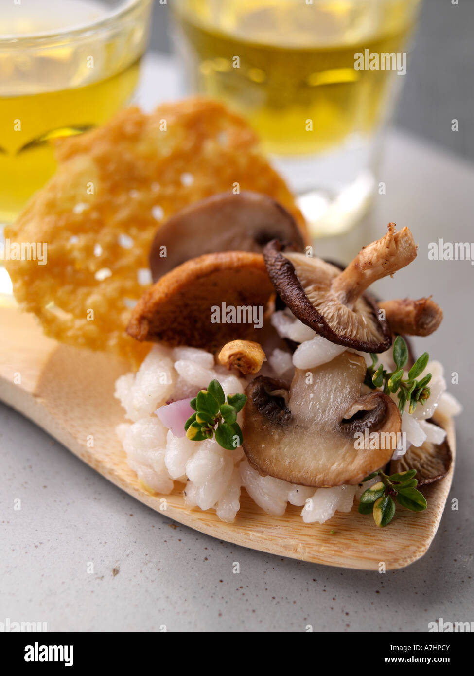 Individual wild mushroom risotto gourmet canape hi-res stock ...