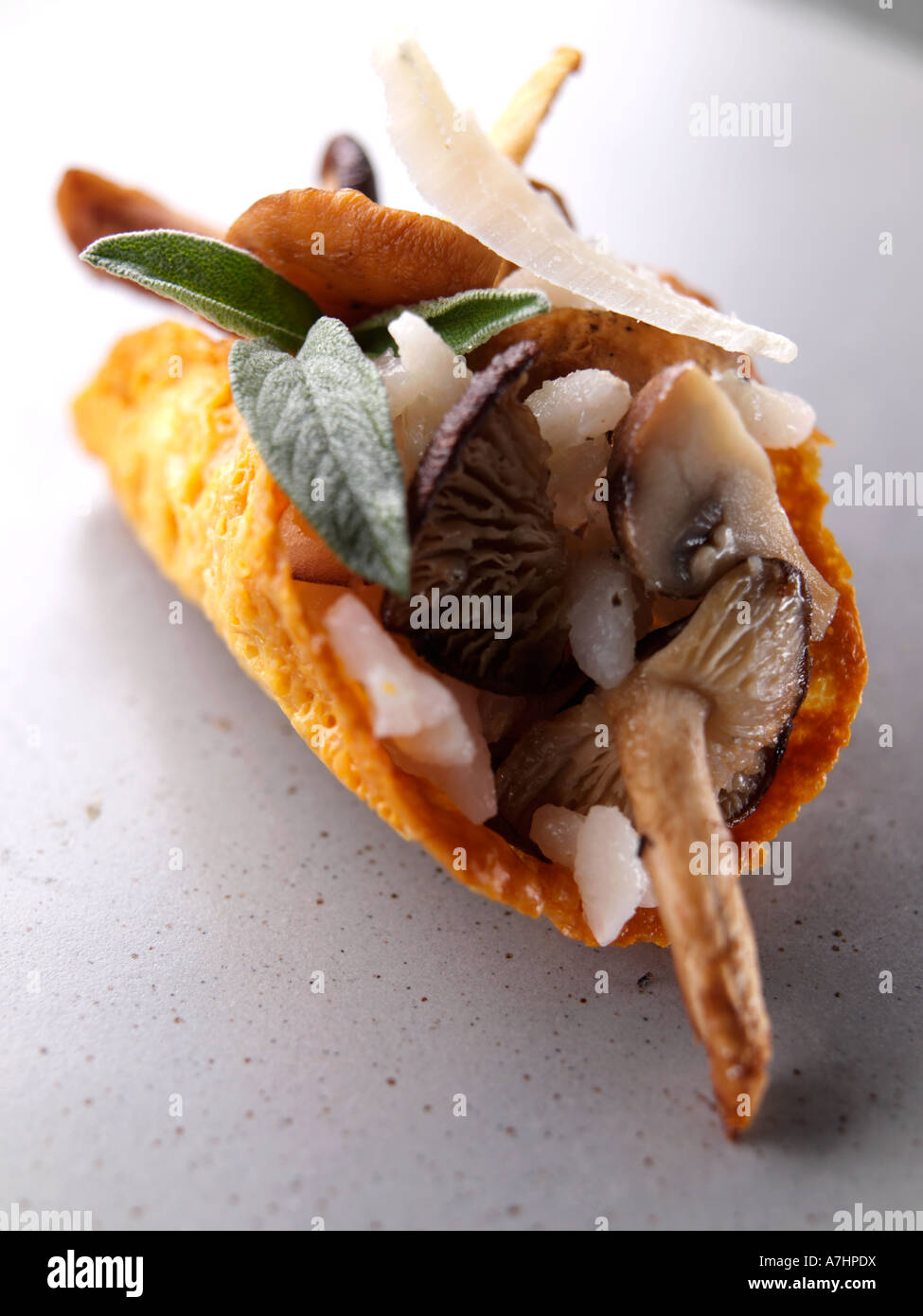 Individual wild mushroom risotto gourmet canape hi-res stock ...