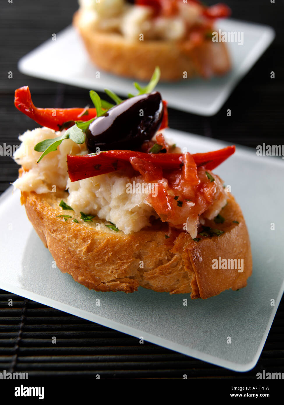 Brandade salt cod bruschetta editorial food Stock Photo - Alamy
